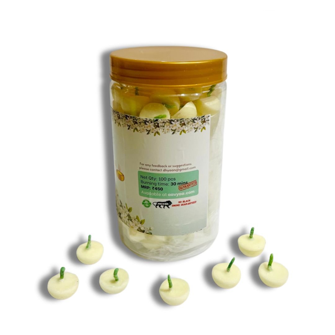 Dhyaan Jasmine Ghee Diya Jyot (100 pcs) – aavyaa